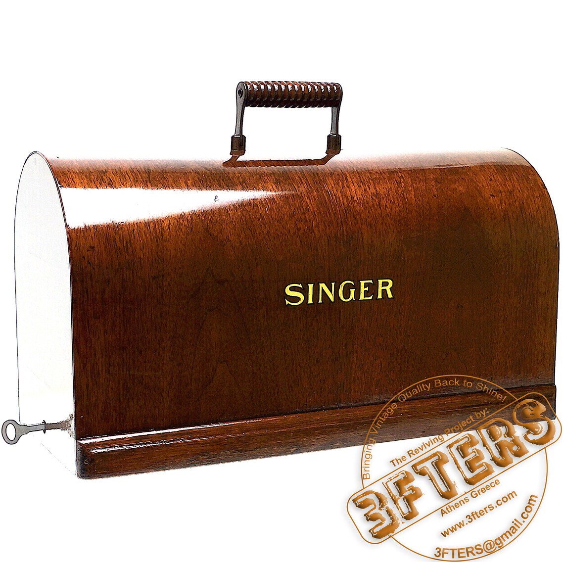 SINGER Sewing Machine Bentwood Carrying Wooden Case Top Cover Lid 99 28 ...