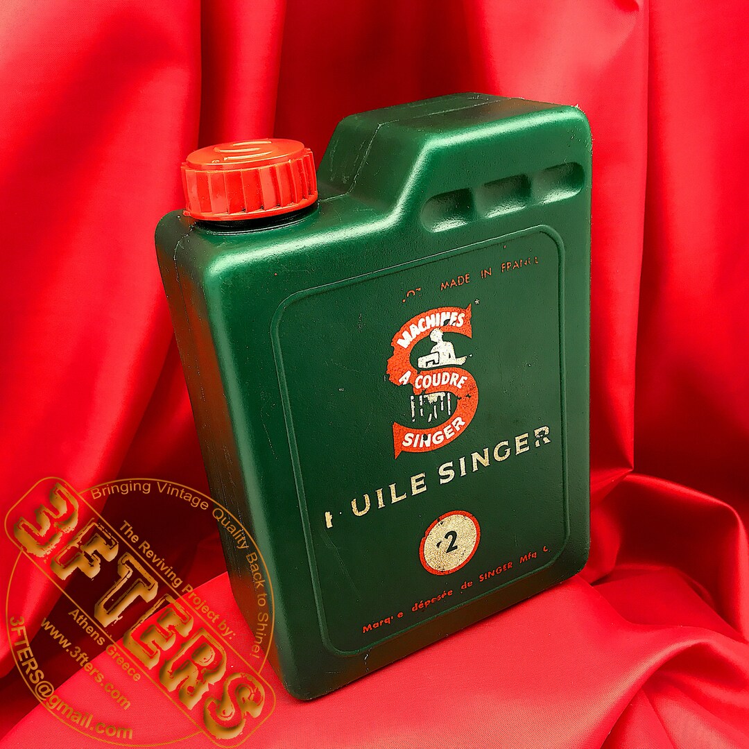 VTG SINGER Sewing Machine Oil Container Large Plastic 1lt Can Oiler ...