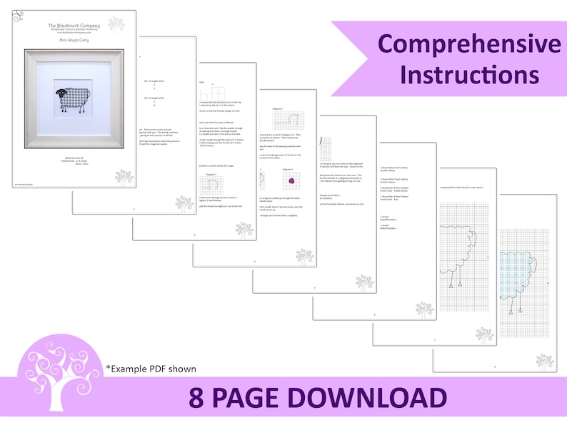 Mini Sheep Grazing Blackwork Embroidery Pattern PDF Digital Download ...