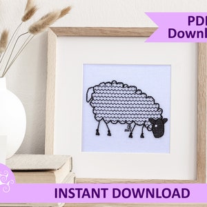 Mini Sheep Grazing Blackwork Embroidery Pattern PDF Digital Download - Etsy