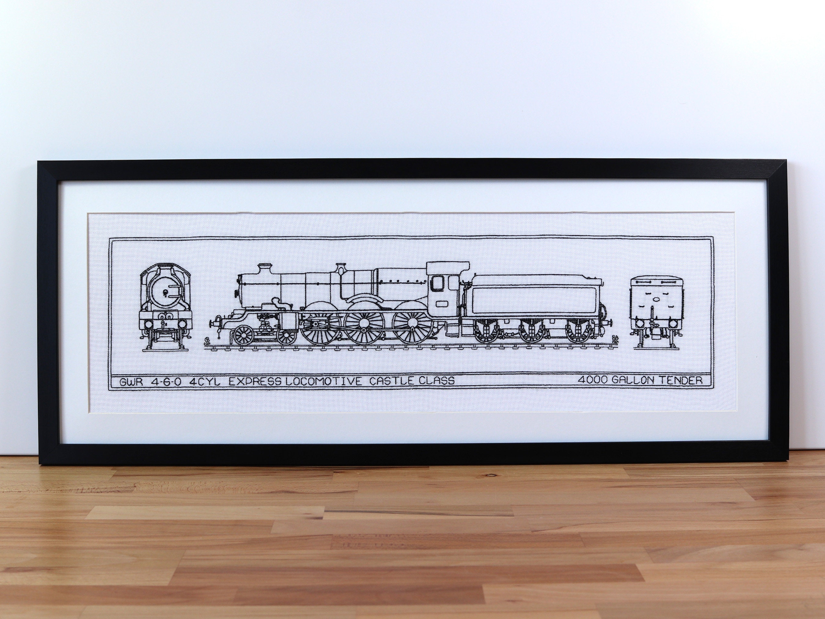 Steam Locomotive - Castle Class - Train Blackwork Embroidery Kit ...