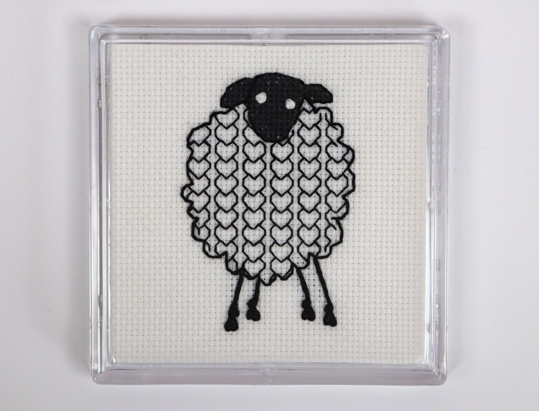 Complete Coaster Sheep Hearts Blackwork Embroidery Needlework Kit ...