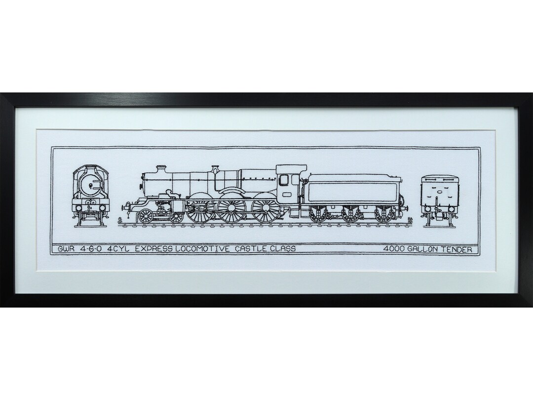 Steam Locomotive - Castle Class - Train Blackwork Embroidery Kit ...