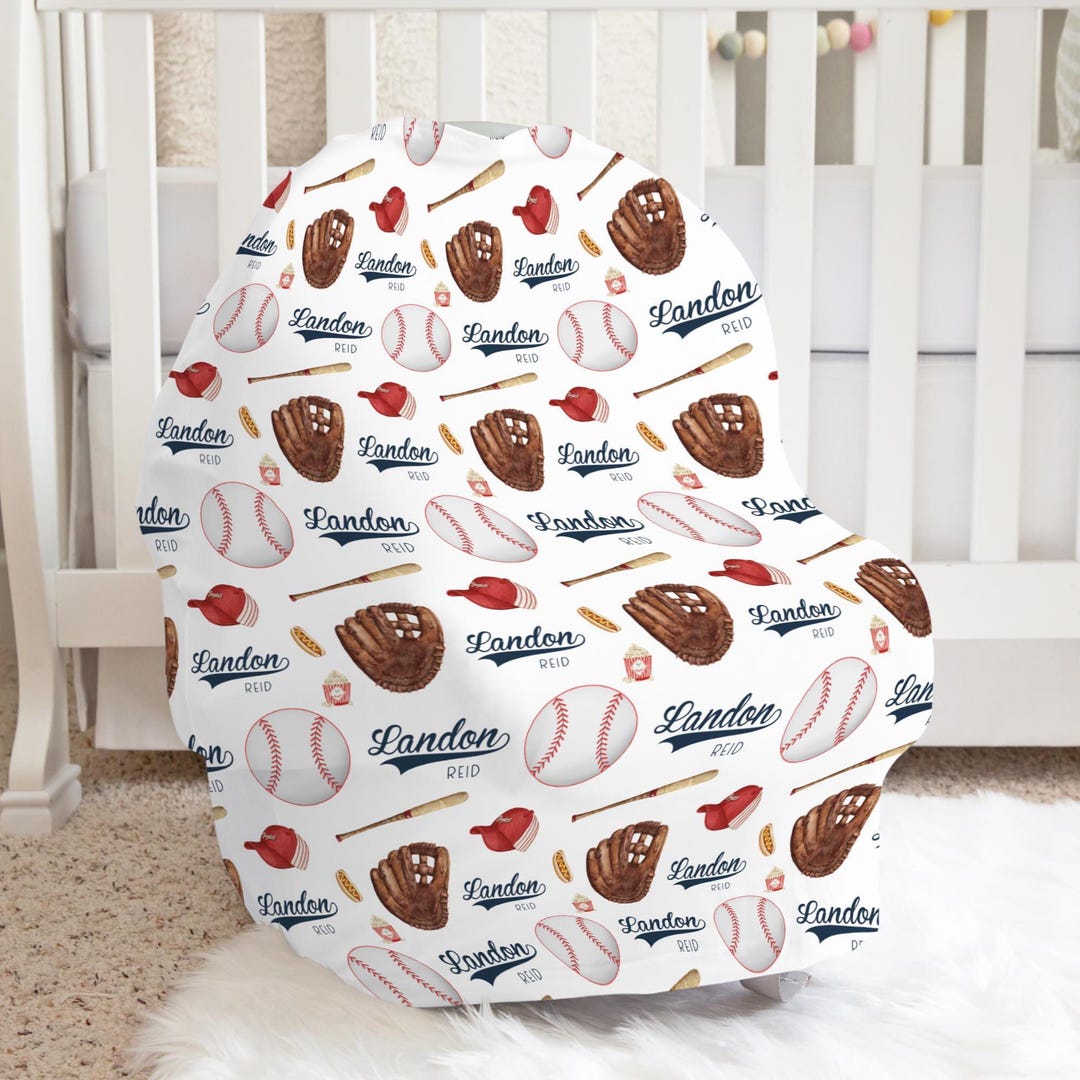 Baseball Car Seat Canopy, Baseball Car Seat Baby Cover, Infant Car Seat ...