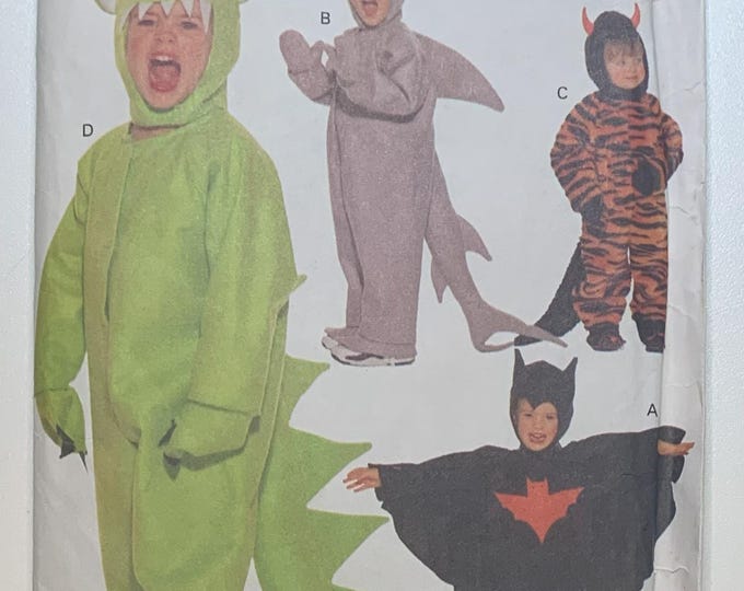 Butterick 6386 Vintage Uncut Children's Dinosaur, Bat, Tiger, Shark ...