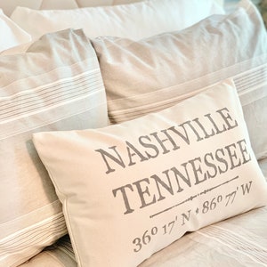Nashville Tennessee Coordinates Throw Pillow: Rustic Farmhouse Decor - Etsy