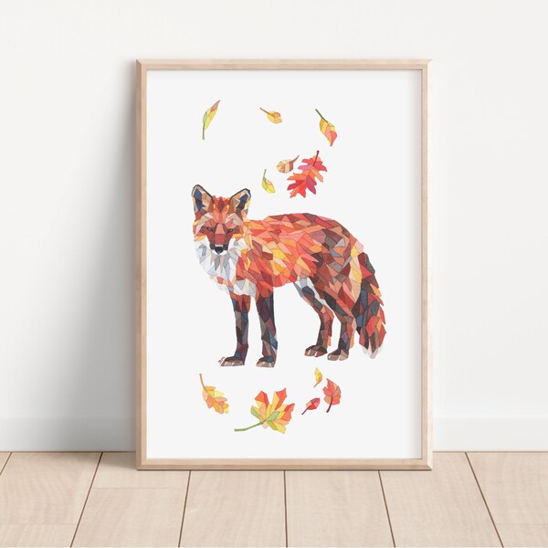 Geometric Fox Print - Etsy