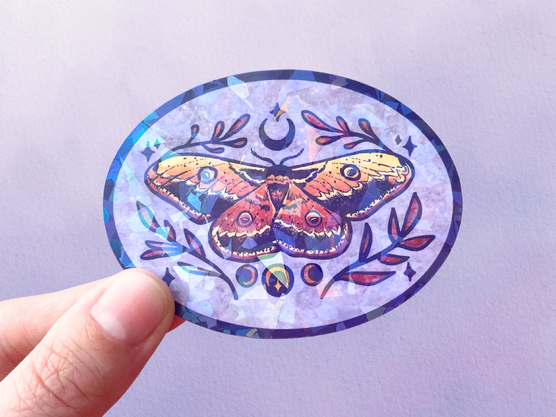 Holographic Moth Sticker | Fall Witchy Vinyl Sticker | Cute Cottagecore ...