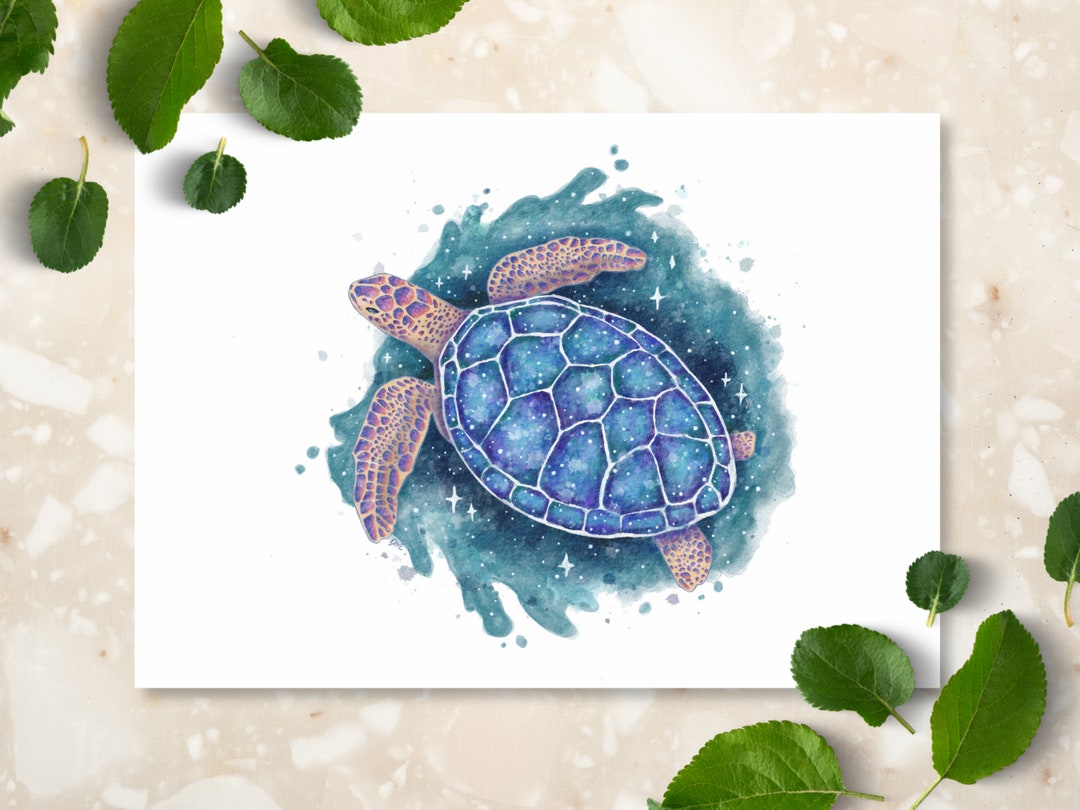 Sea Turtle Whale Art Print | Ocean Animal Art Room Decor | Fantasy ...