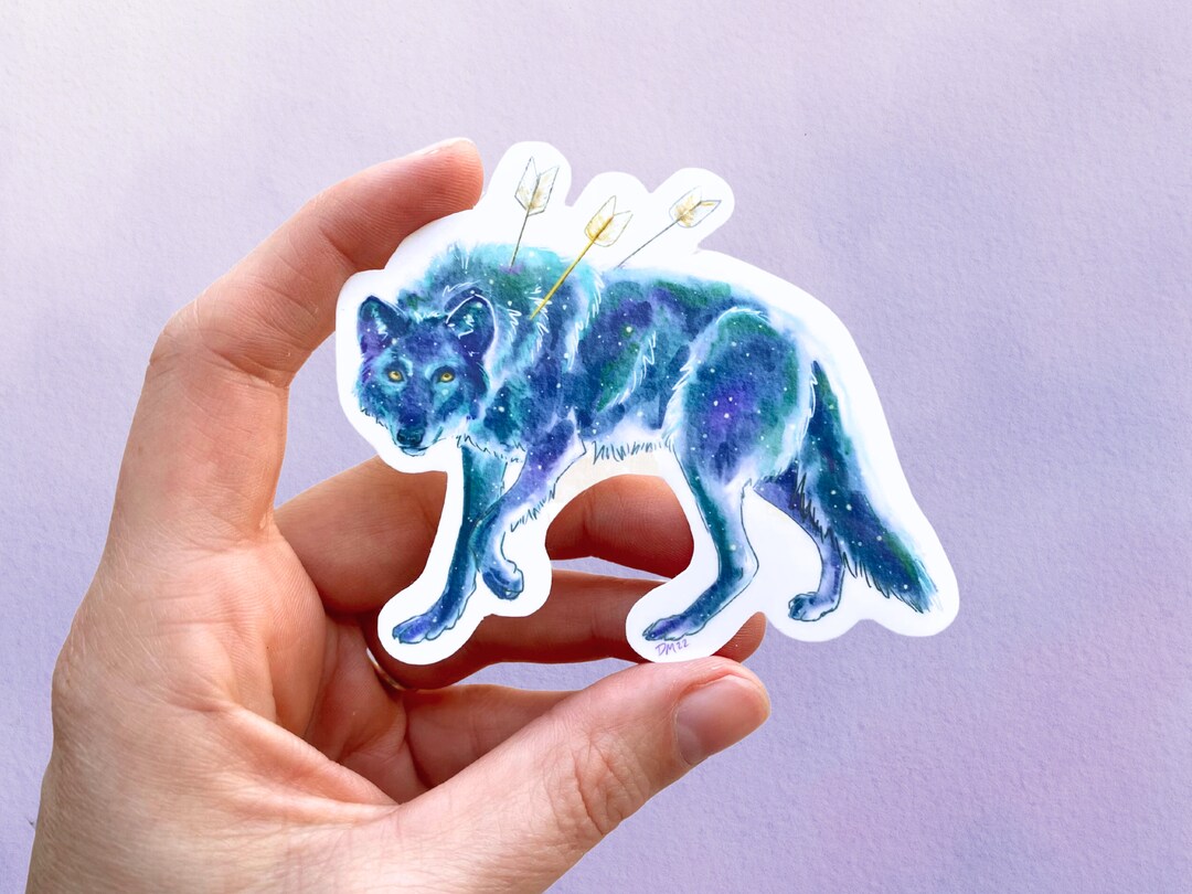 Cool Wolf Arrow Sticker | Fantasy Art Animal Sticker | Space Vinyl ...
