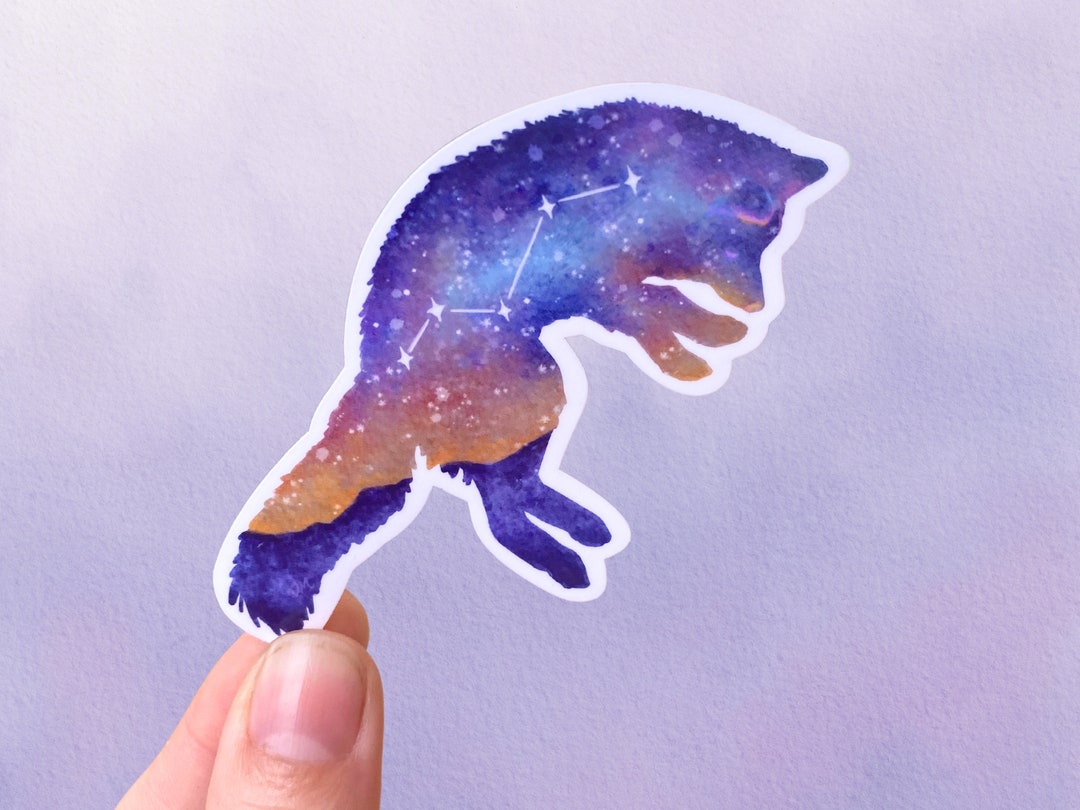 Constellation Fox Sticker | Fantasy Space Animal Sticker | Cute Vinyl ...
