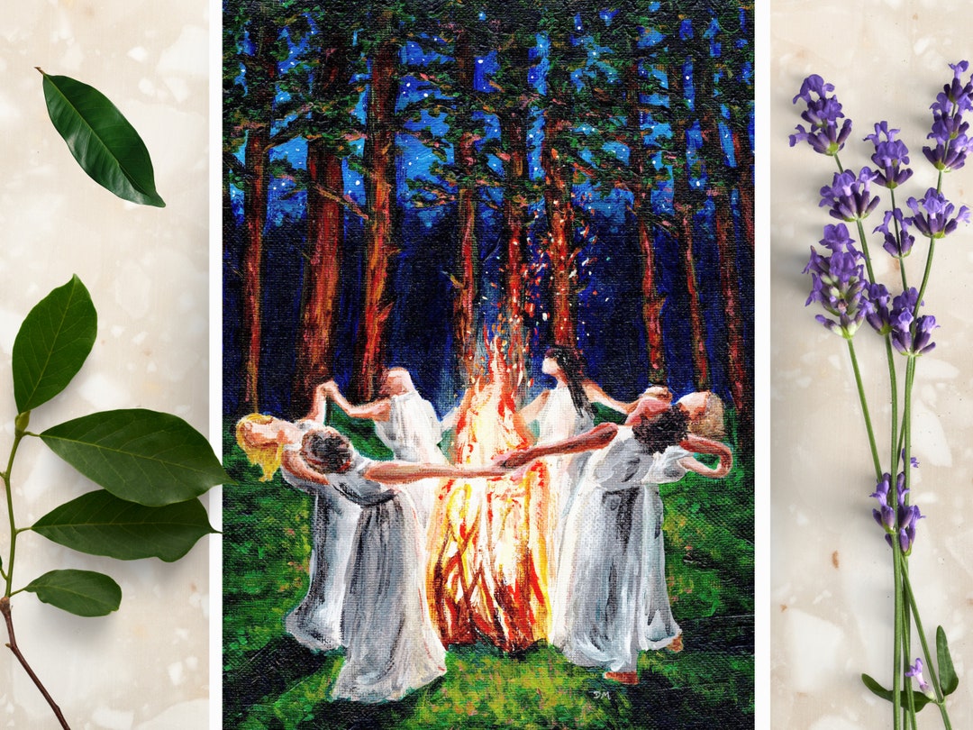 Witch Dancing Coven Art Print Witchy Forest Wall Art Pagan Wiccan Home ...