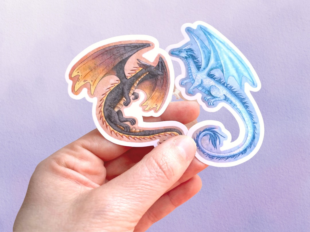 Fantasy Dragon Fire Ice Animal Sticker Set | Mythological Creature ...