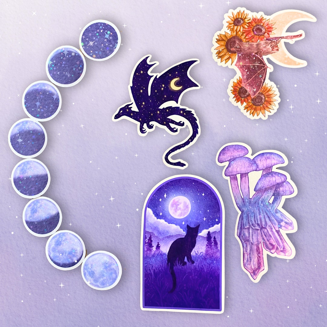 Nocturne Whimsigoth Sticker Set | Nature Sticker Pack Combo | Fantasy ...