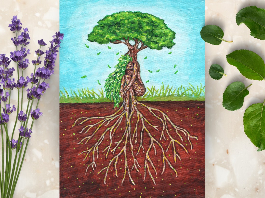 Fantasy Mother Earth Tree of Life Wall Art Print Magical Pagan Nature ...