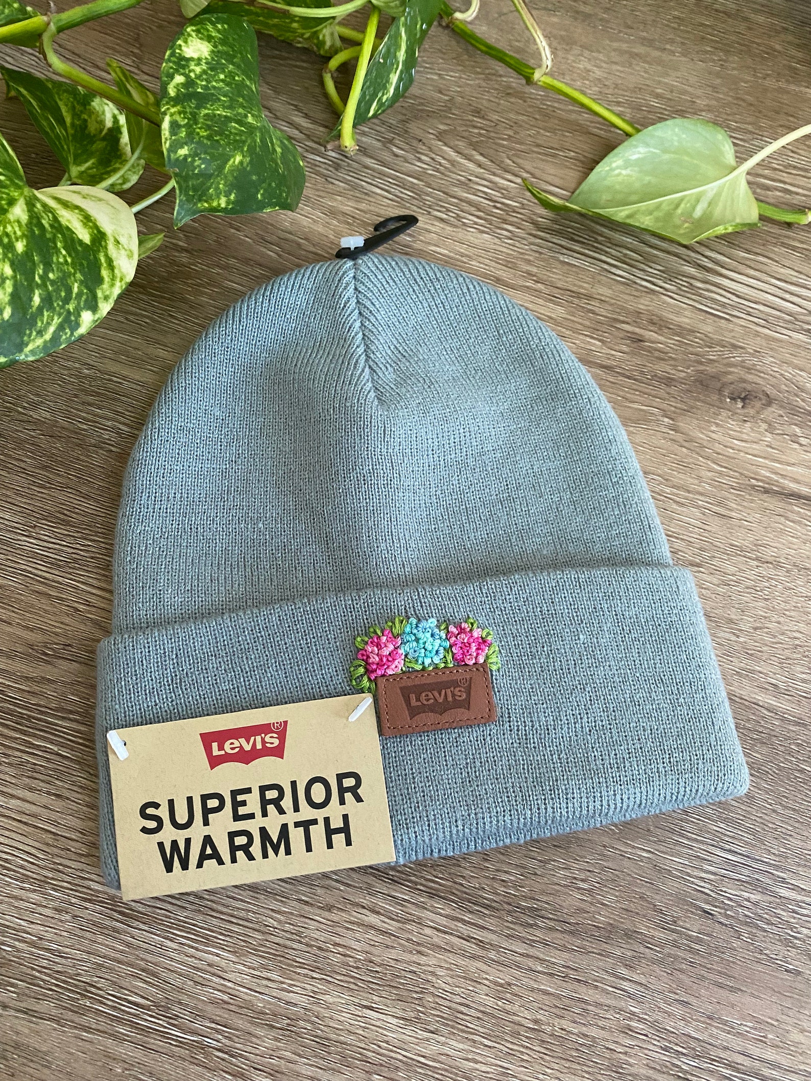 Hand Embroidered Flower Beanie, Custom Floral Hat - Etsy