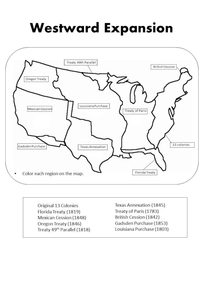 Westward Expansion Map Activities - Etsy