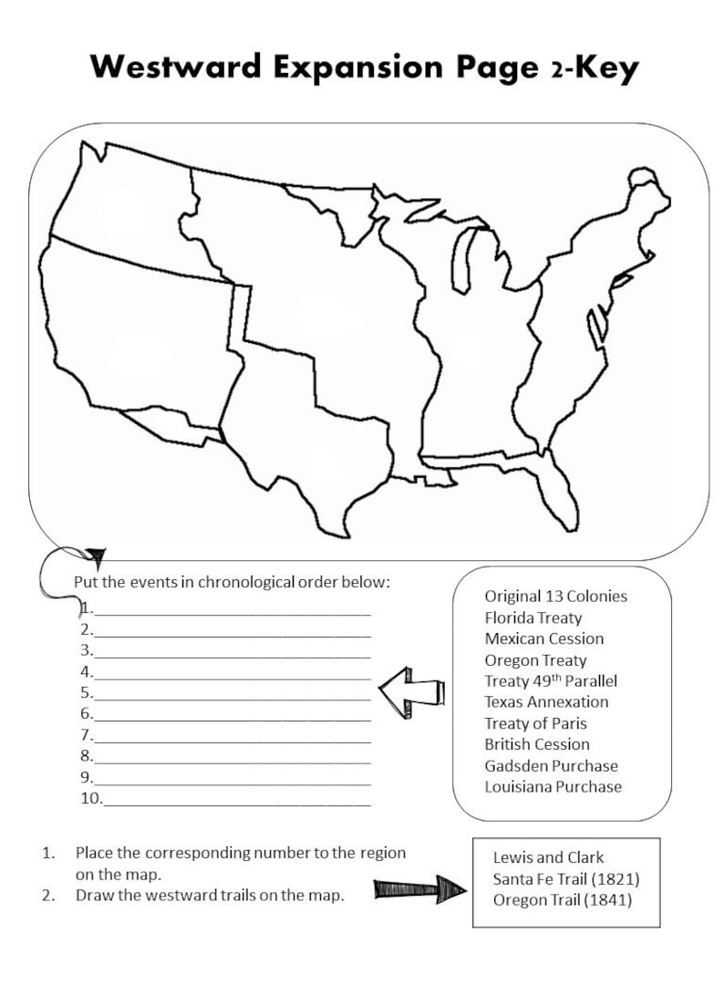 Westward Expansion Map Activities - Etsy