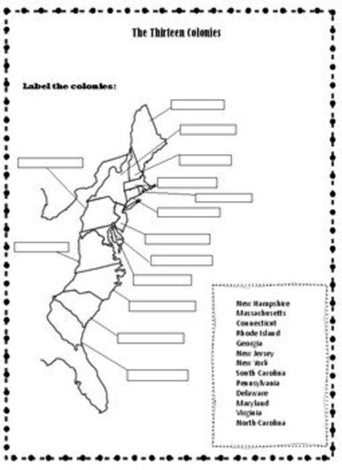 13 Colonies Map and Matching - Etsy