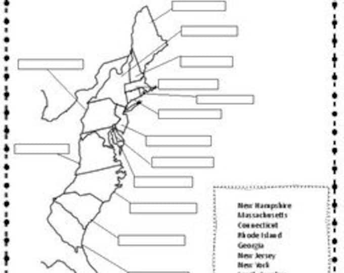 13 Colonies Map and Matching - Etsy