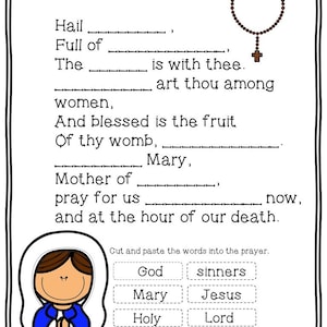 Hail Mary Worksheets - Etsy