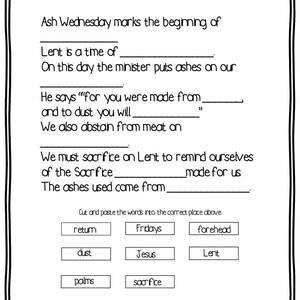 Ash Wednesday Packet - Etsy