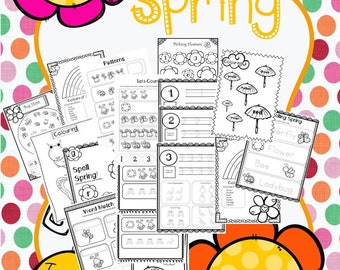 Prek-k Spring Worksheet Package - Etsy
