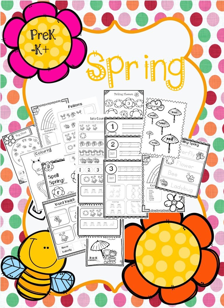 Prek-k+ Spring Worksheet Package - Etsy