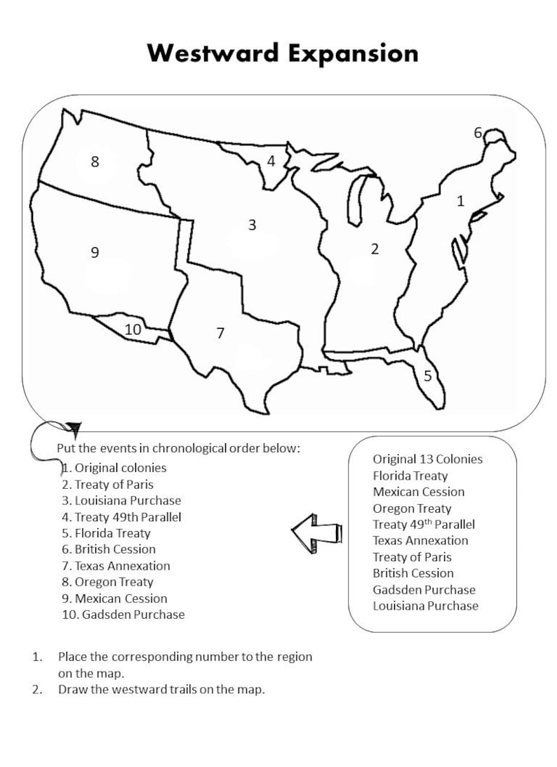 Westward Expansion Map Activities - Etsy