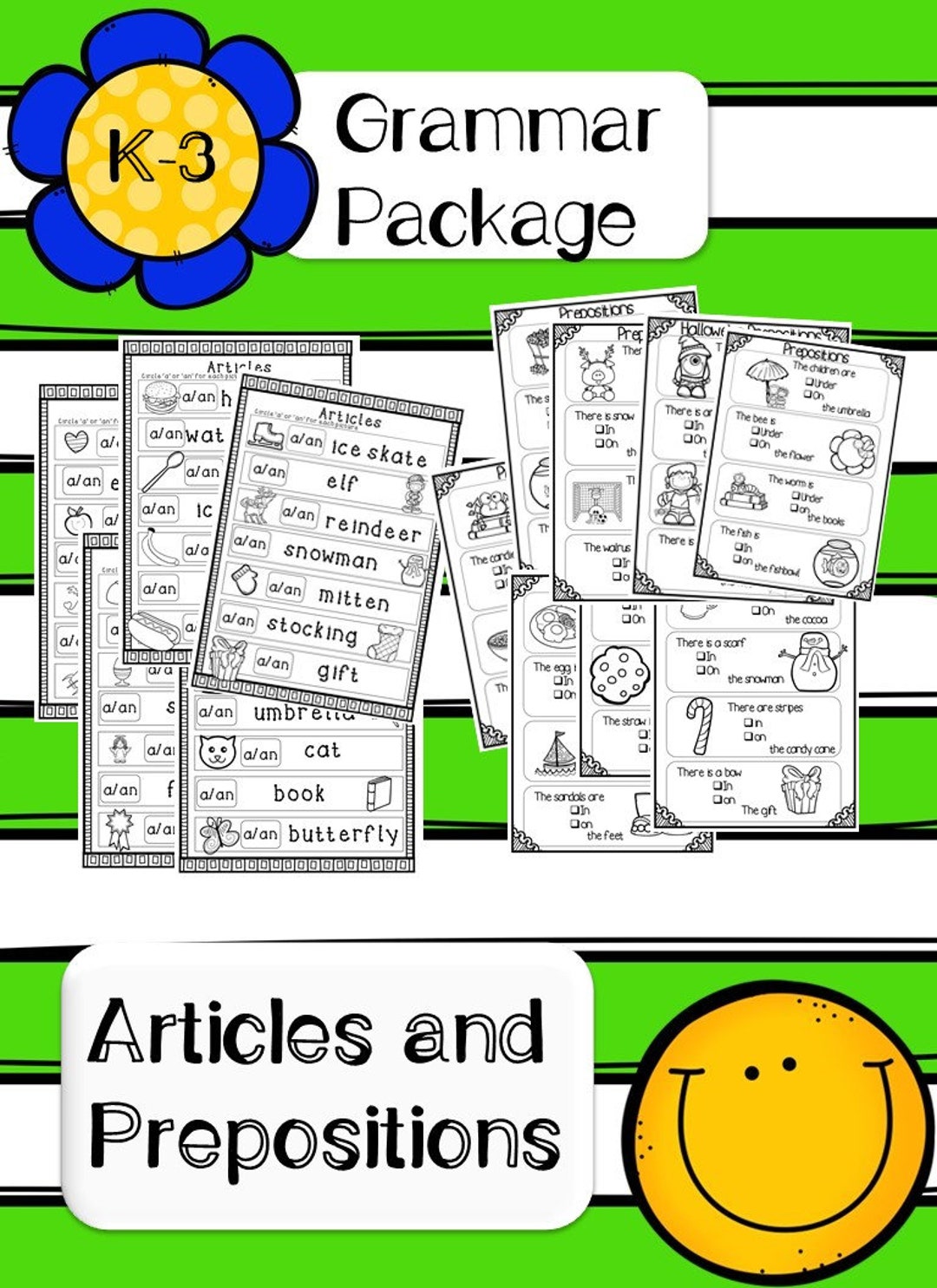 K-3 Grammar: Prepositions and Articles - Etsy