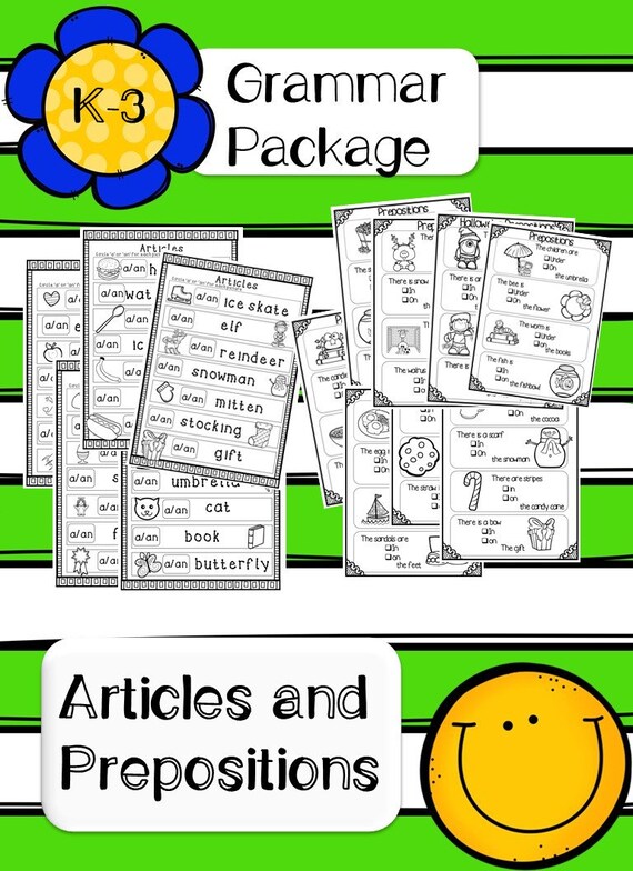 K-3 Grammar: Prepositions and Articles | Etsy