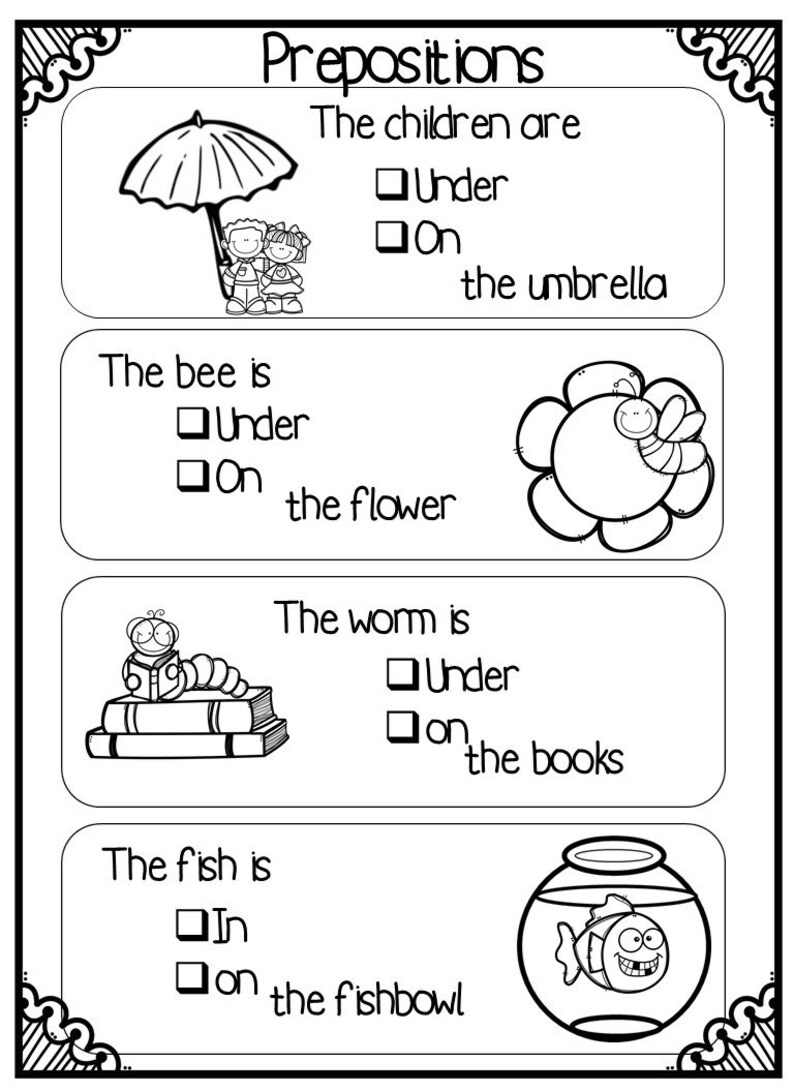 K-3 Grammar: Prepositions and Articles - Etsy