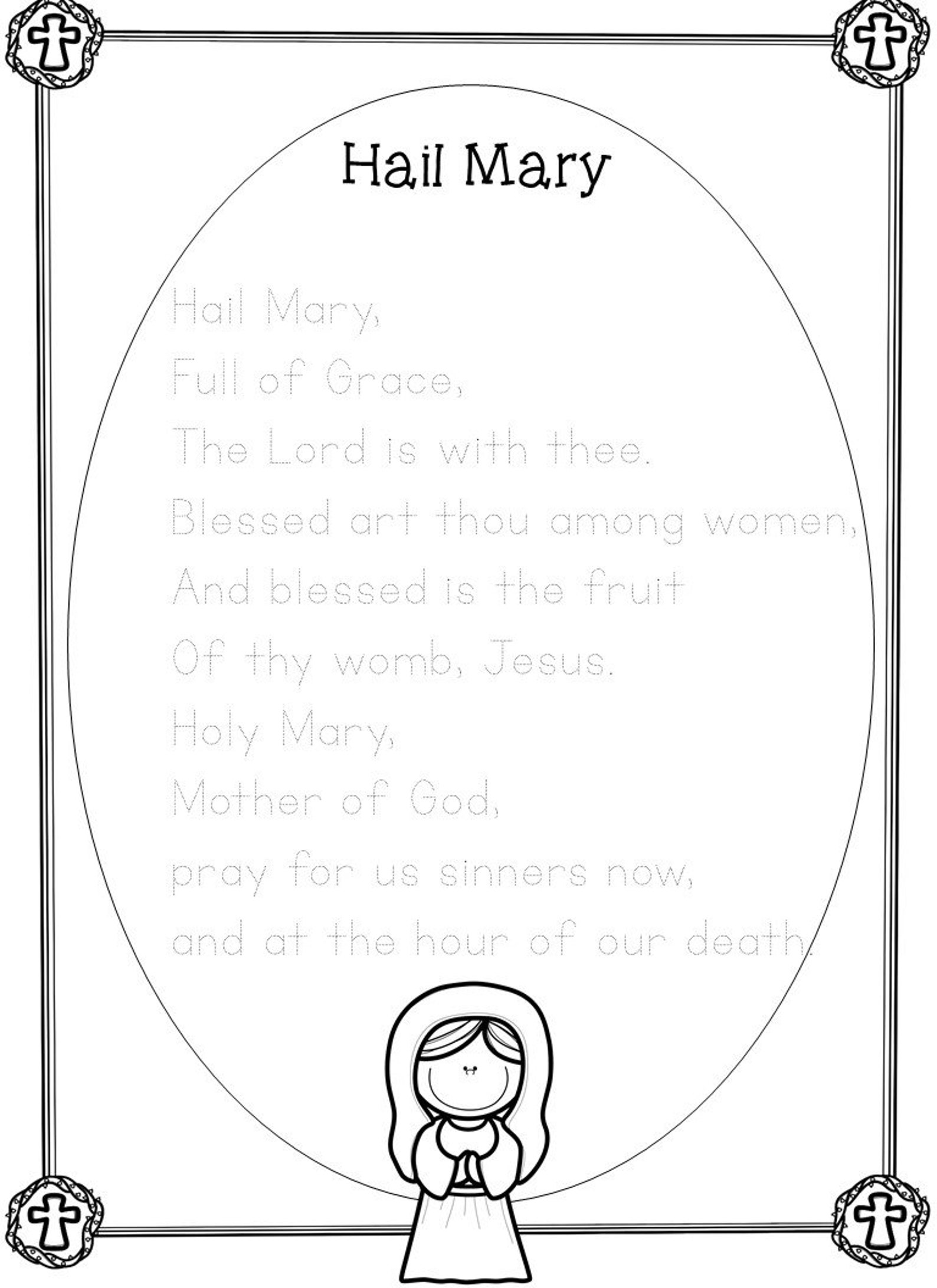 Hail Mary Worksheets - Etsy Australia