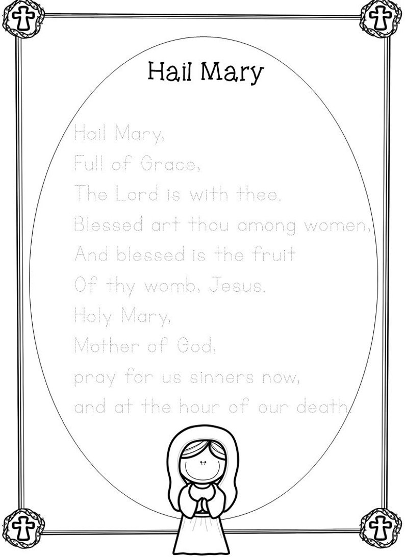Hail Mary Worksheets - Etsy