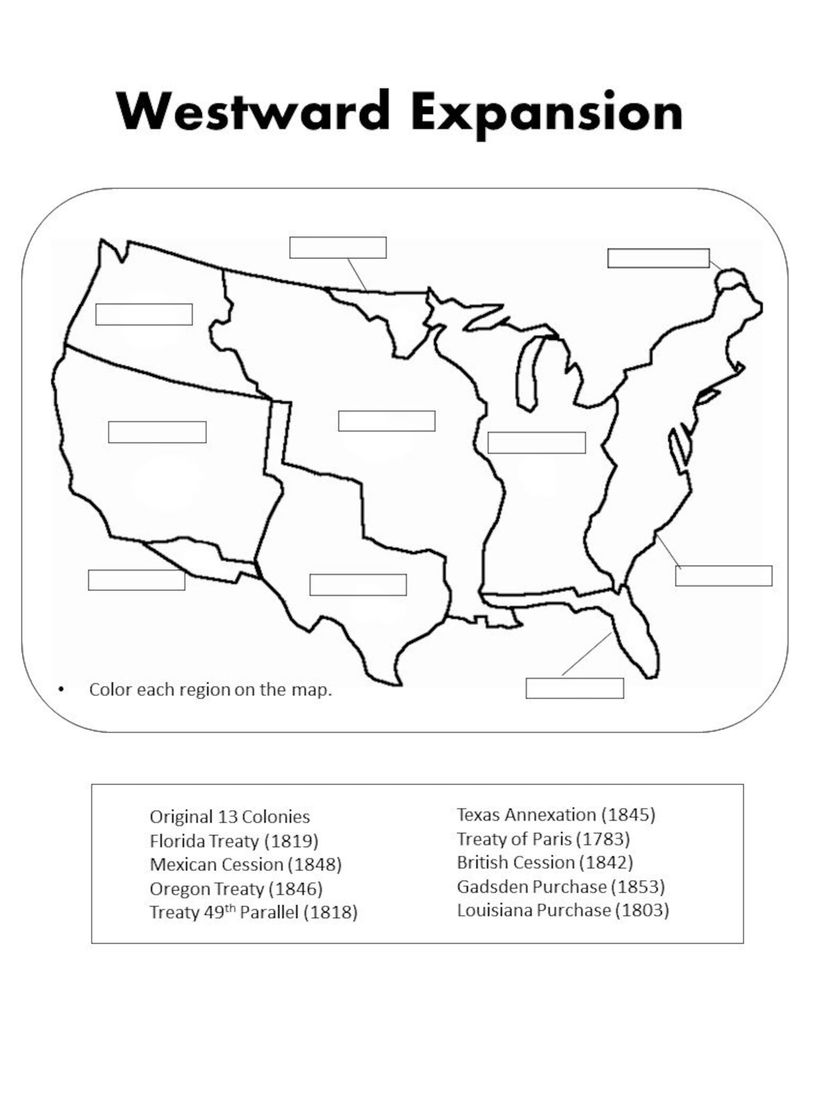 Westward Expansion Map Activities - Etsy