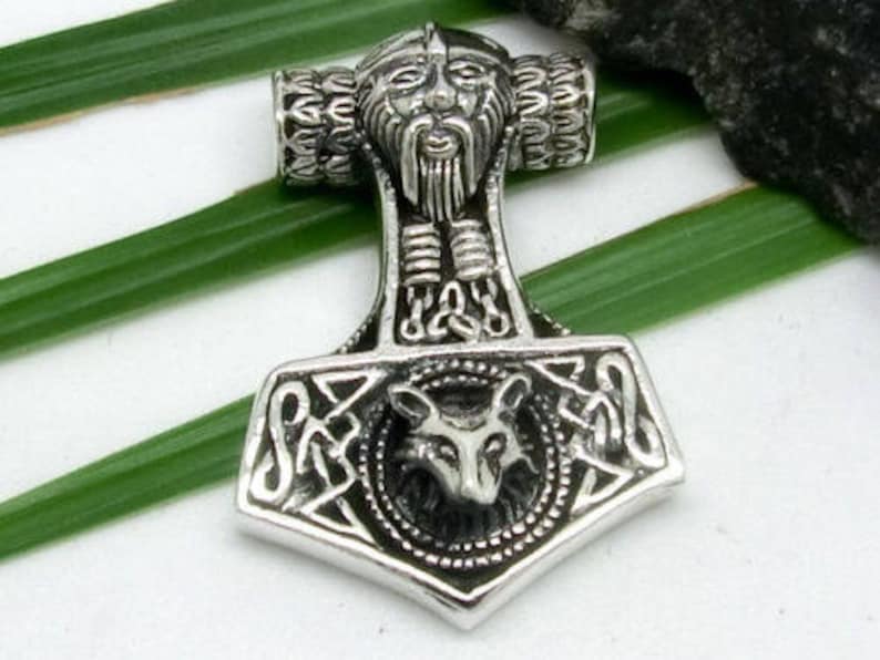 Viking Wolf Thor Hammer Mjölnir Mjolnir Wikinger Norse Sterling Silver ...