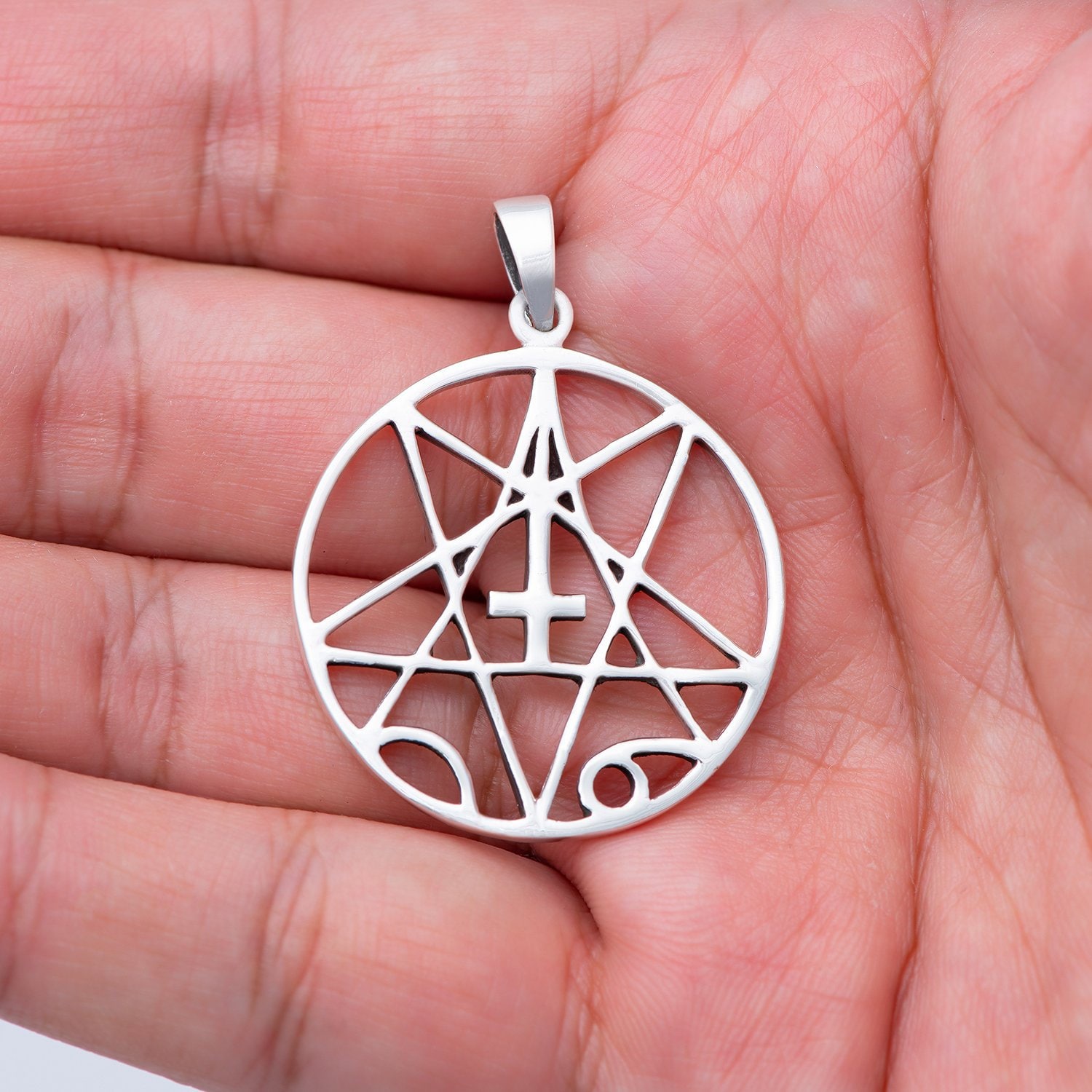 Inverted St Peter Cross Pentagram Lucifer Sterling Silver 925 ...