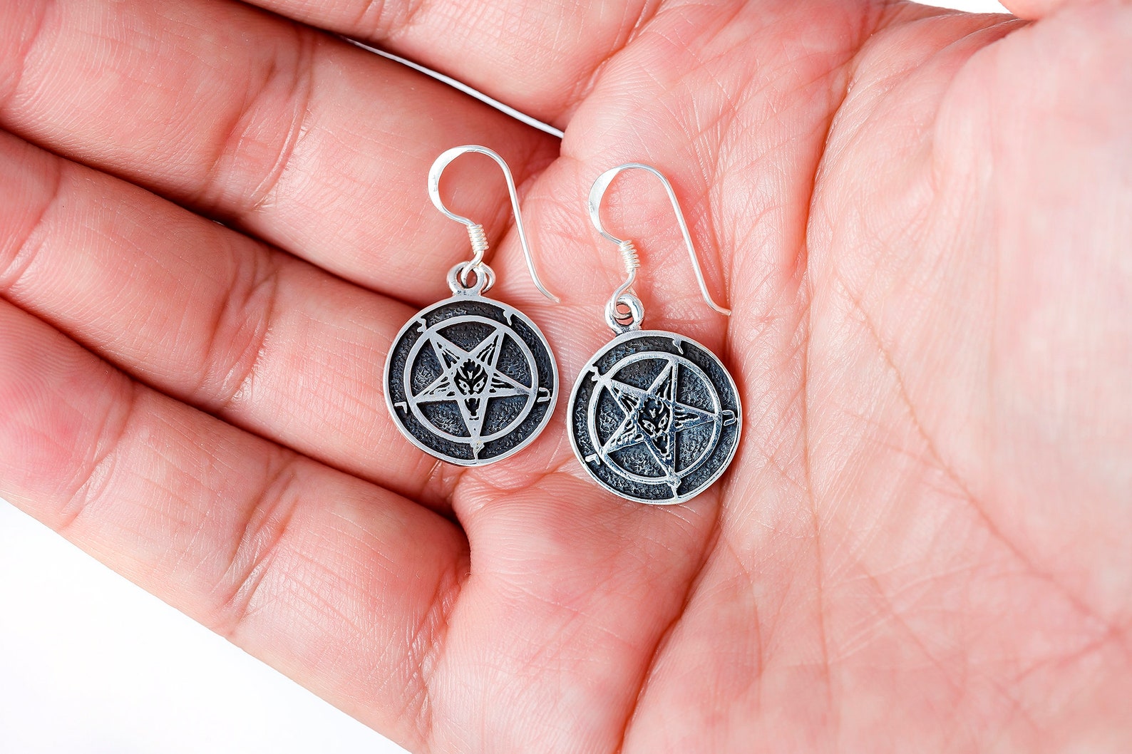 Sigil of Baphomet Satan Inverted Pentagram 925 Sterling Silver Dangle ...