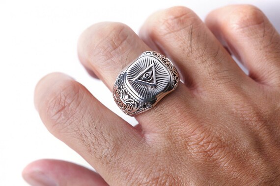 Pyramid Masonic Mason Freemasonry Illuminati Eye of Horus 925 | Etsy
