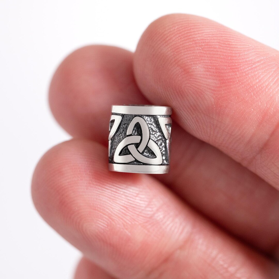Celtic Triquetra Knot Sterling Silver 925 Handcrafted Pagan Beard Hair ...