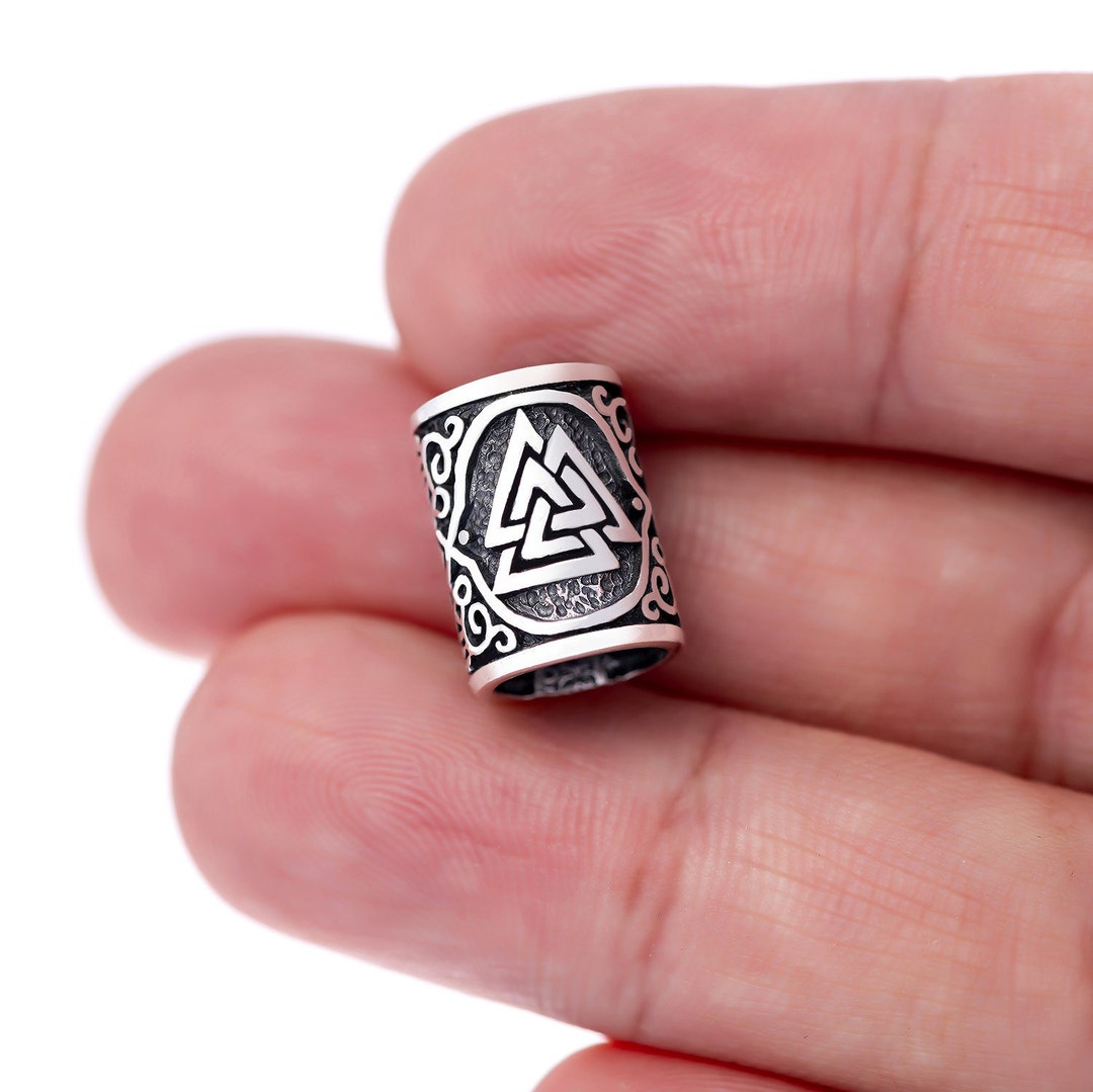Viking Valknut Sterling Silver 925 Handcrafted Beard Hair Bead ...