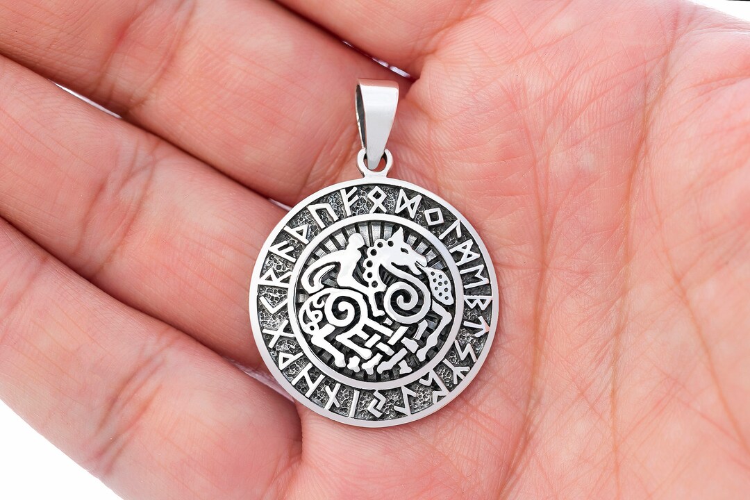 Sleipnir Viking Horse Odin's Steed Norse Runes Sterling Silver 925 ...