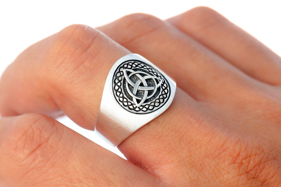 Celtic Infinity Knots Triquetra 925 Sterling Silver Band Handcrafted ...