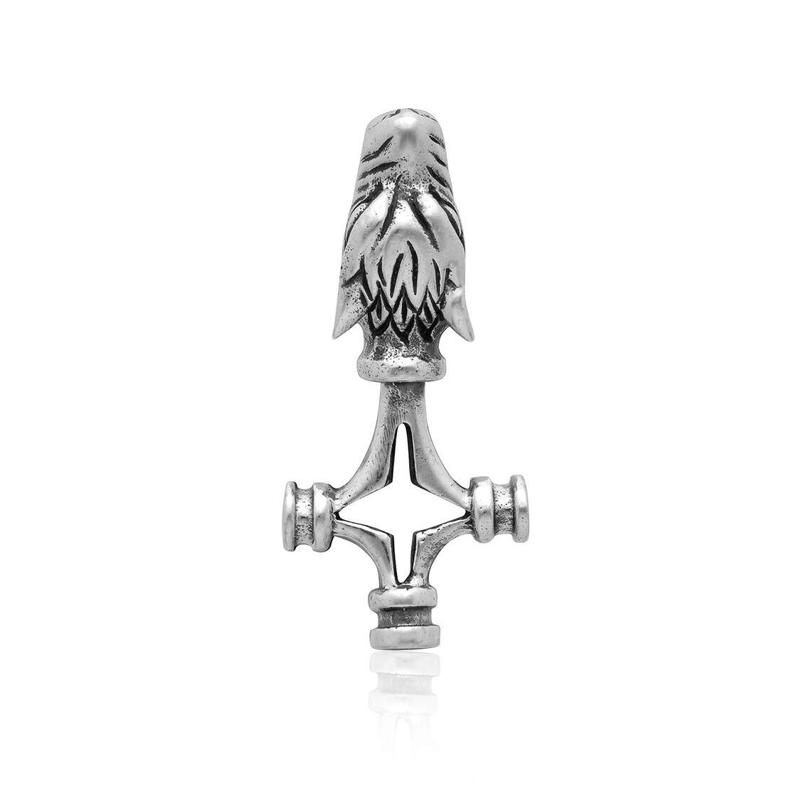 Wolf Fenrir Cross Thor Hammer Mjolnir Sterling Silver 925 Viking ...