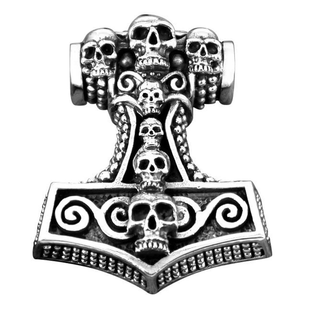 Viking Thor Hammer Mjolnir Gothic Skulls Tomb Norse Sterling Silver ...