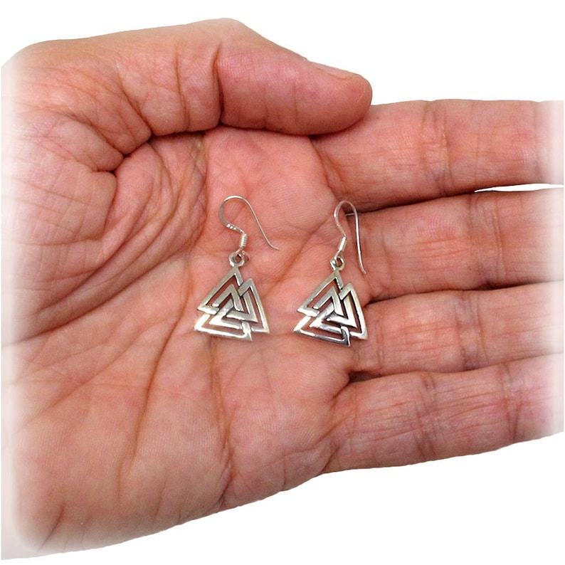 Valknut Viking Knot Norse Runes Odin Sterling Silver Dangle Earrings ...