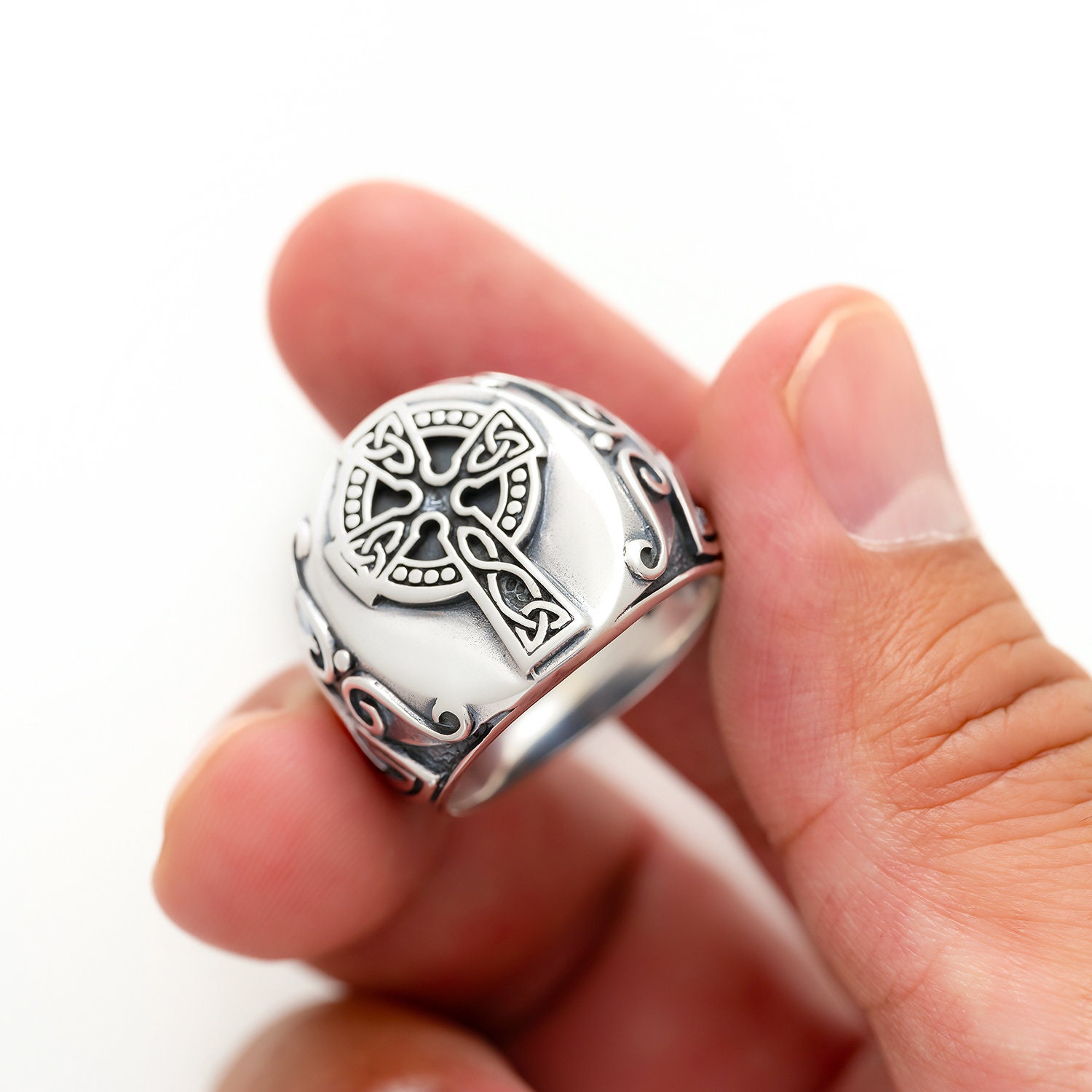 Celtic Christian Cross Triquetra Knot 925 Sterling Silver Handcrafted ...