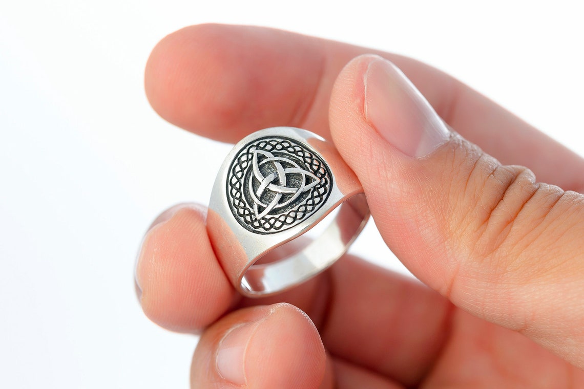 Celtic Infinity Knots Triquetra 925 Sterling Silver Band Handcrafted ...