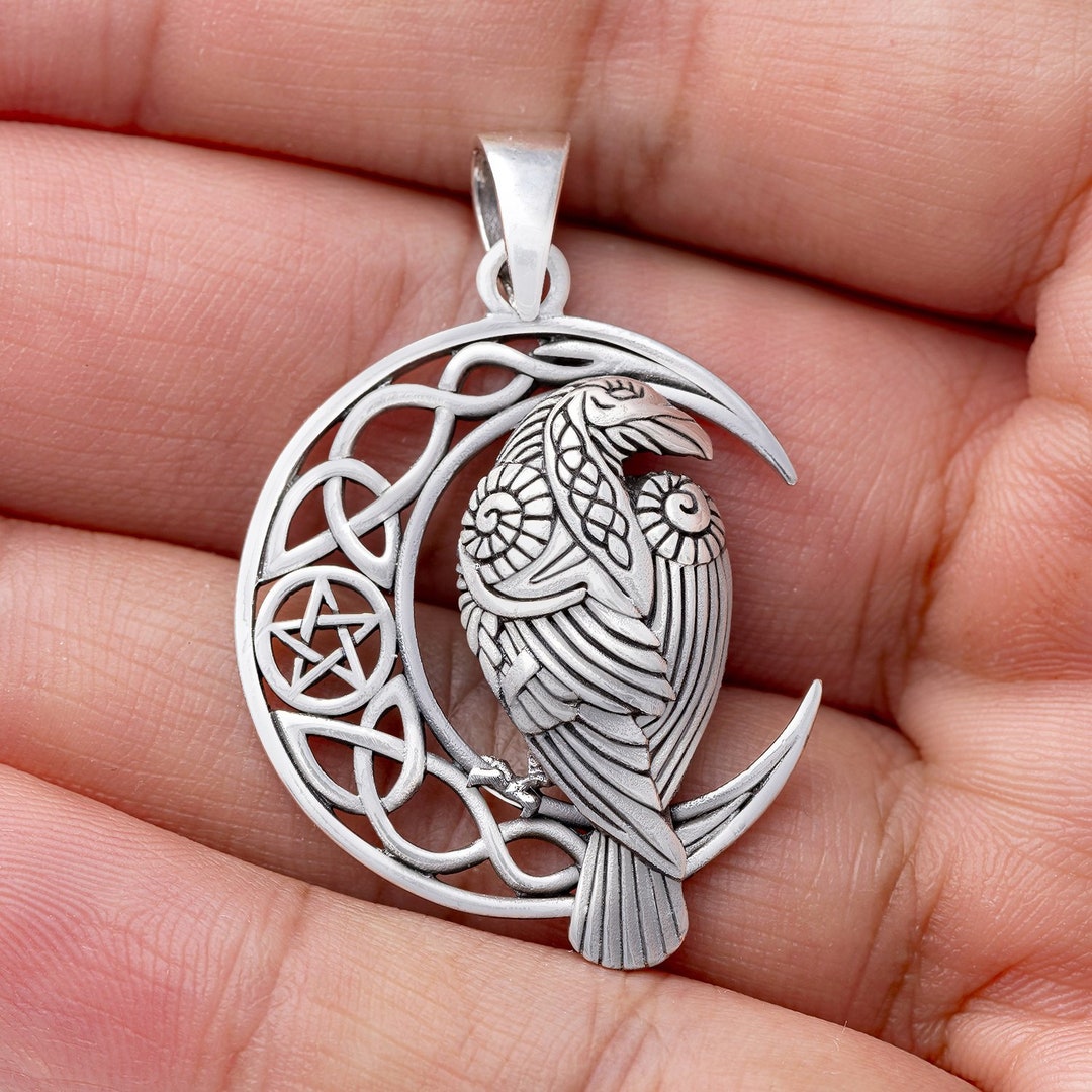 Celtic Knotwork With Viking Norse Raven Sterling Silver 925 Handcrafted ...
