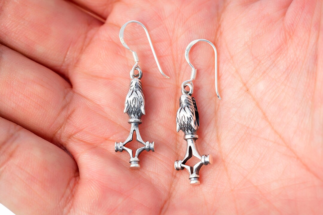 Viking Wolf Fenrir Cross Thor Hammer Mjolnir 925 Sterling Silver Dangle ...